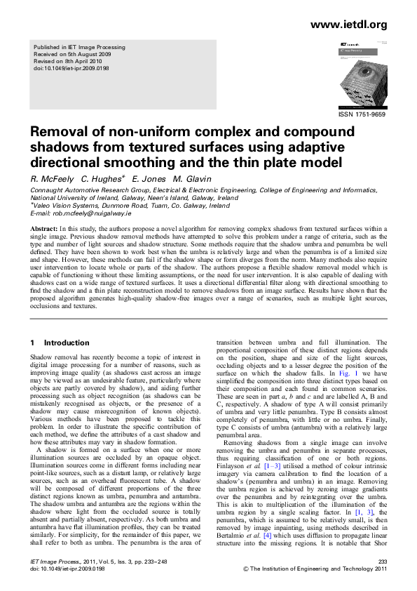 (PDF) Removal of non-uniform complex and compound shadows from textured ...