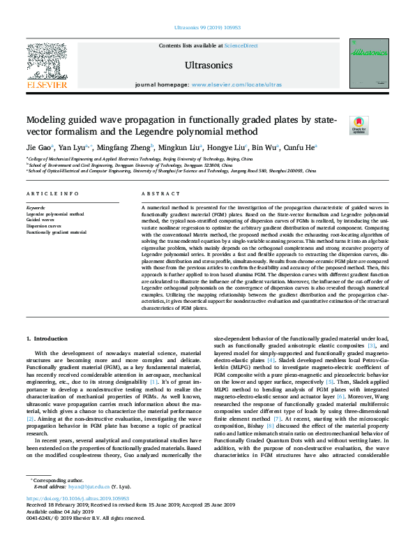 Pdf Modeling Guided Wave Propagation In Functionally Graded Plates By Statevector Formalism