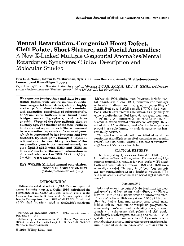 (PDF) Mental retardation, congenital heart defect, cleft palate, short ...