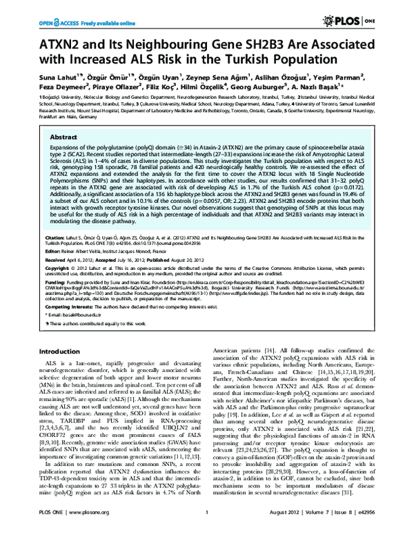 (PDF) ATXN2 and Its Neighbouring Gene SH2B3 Are Associated with ...