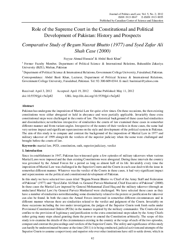 (PDF) Role of the Supreme Court in the Constitutional and Political ...