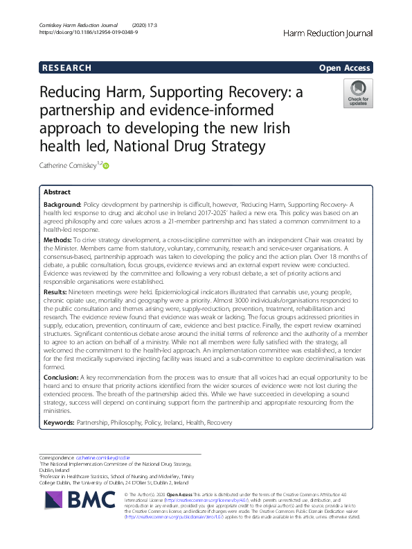 (PDF) Reducing Harm, Supporting Recovery: a partnership and evidence ...