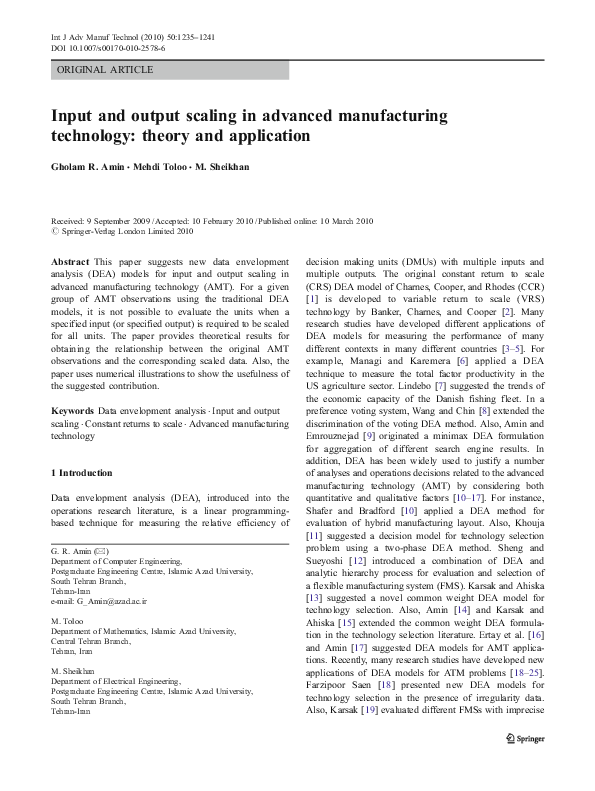 (PDF) Input and output scaling in advanced manufacturing technology ...