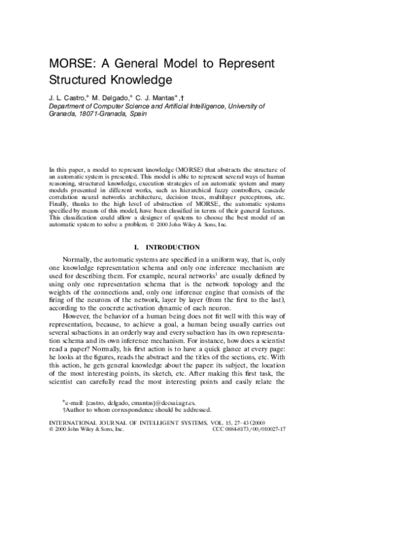 (PDF) MORSE: A general model to represent structured knowledge