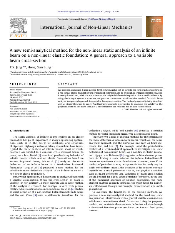 (PDF) A new semi-analytical method for the non-linear static analysis ...
