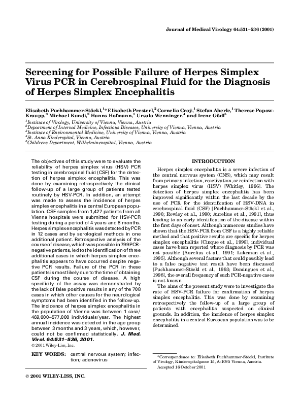 (PDF) Screening for possible failure of herpes simplex virus PCR in ...