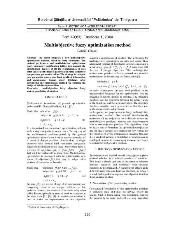 (PDF) Multiobjective fuzzy optimization method