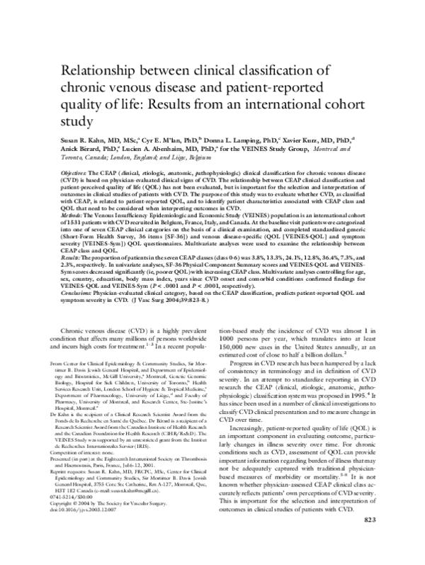 (PDF) Relationship between clinical classification of chronic venous ...