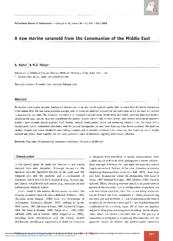 (PDF) A new marine varanoid from the Cenomanian of the Middle East