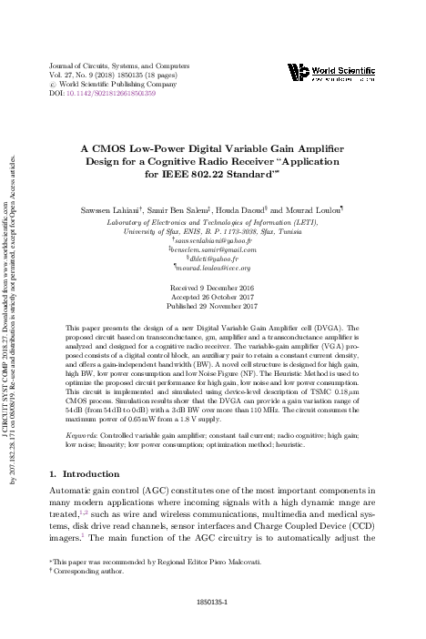 (PDF) A CMOS Low-Power Digital Variable Gain Amplifier Design for a ...