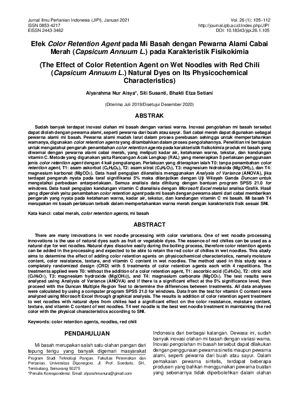 (PDF) Efek Color Retention Agent pada Mi Basah dengan Pewarna Alami ...