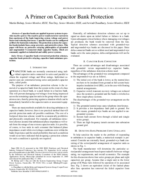 (PDF) A primer on capacitor bank protection