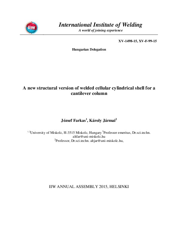 (PDF) A new structural version of welded cellular cylindrical shell for ...