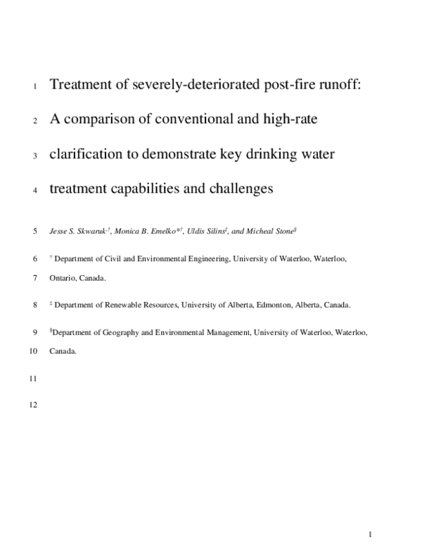 (PDF) Treatment of Severely-Deteriorated Post-Fire Runoff: A Comparison ...