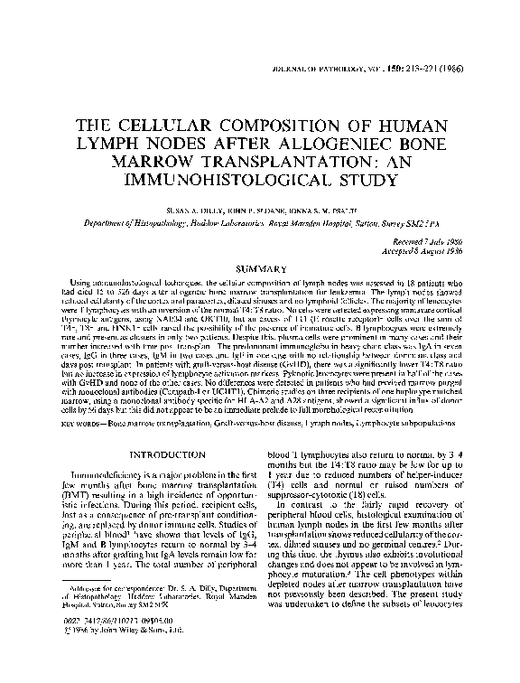 (PDF) The cellular composition of human lymph nodes after allogeniec bone marrow transplantation ...