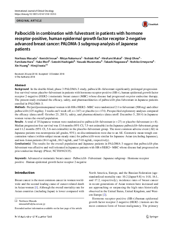 (PDF) Palbociclib in combination with fulvestrant in patients with hormone receptor-positive ...