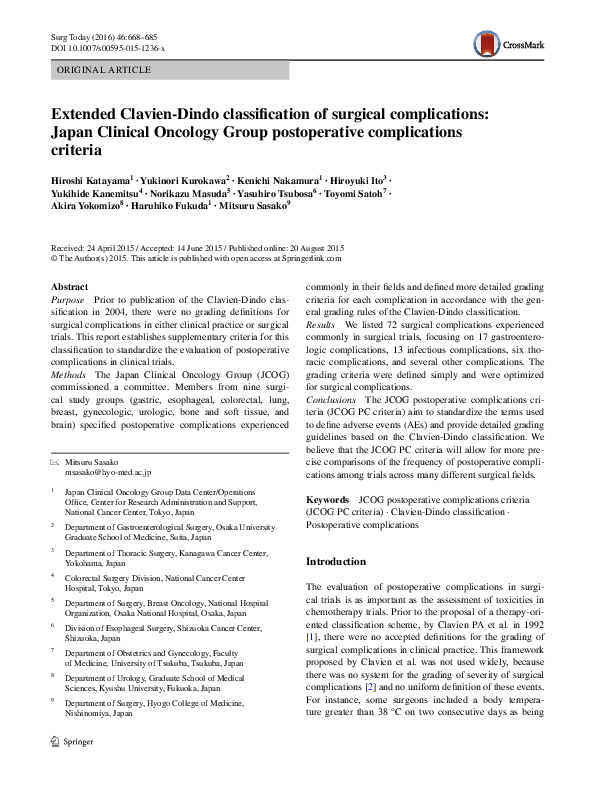 (PDF) Extended Clavien-Dindo classification of surgical complications ...