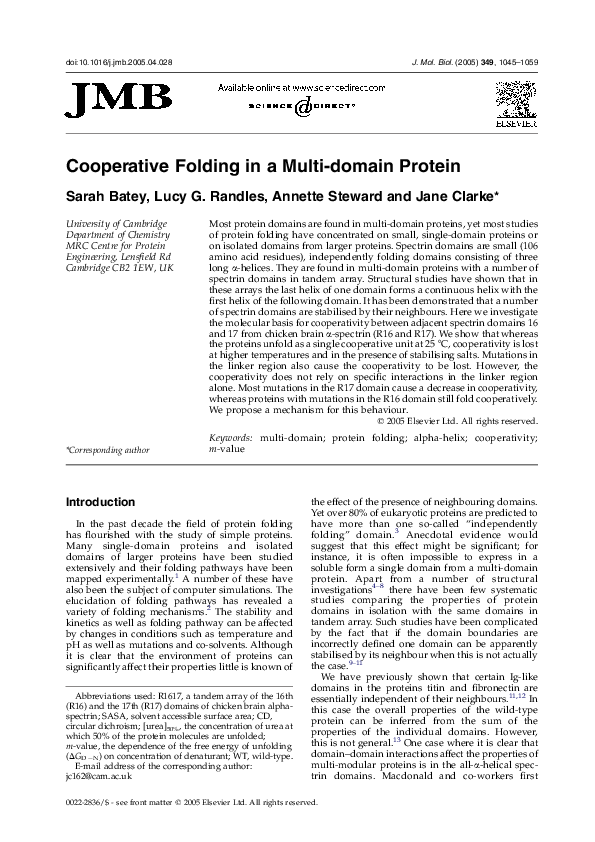 (PDF) Cooperative Folding in a Multi-domain Protein