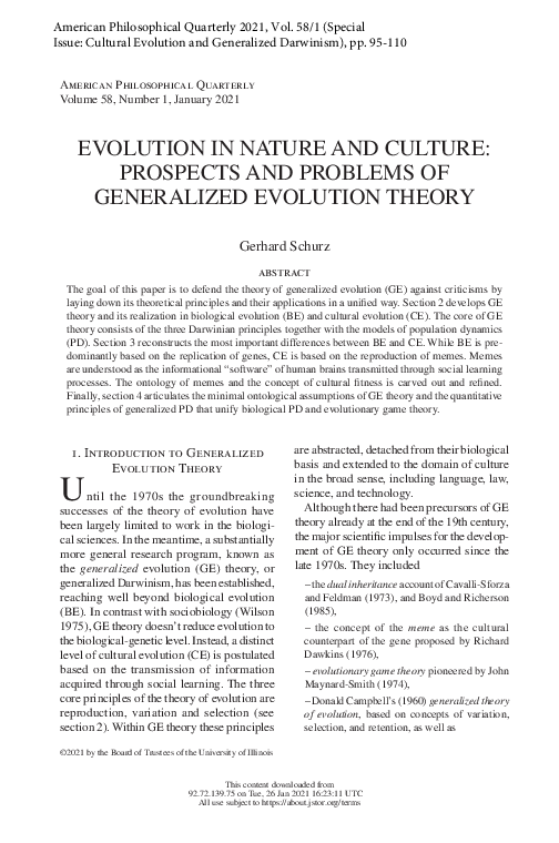 (PDF) 2021: EVOLUTION IN NATURE AND CULTURE: PROSPECTS AND PROBLEMS OF ...