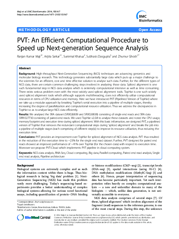 (PDF) PVT: An Efficient Computational Procedure to Speed up Next-generation Sequence Analysis