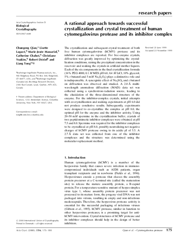 (PDF) A rational approach towards successful crystallization and ...
