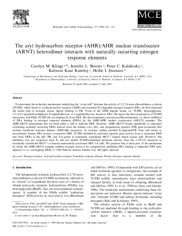 (PDF) The aryl hydrocarbon receptor (AHR)/AHR nuclear translocator ...