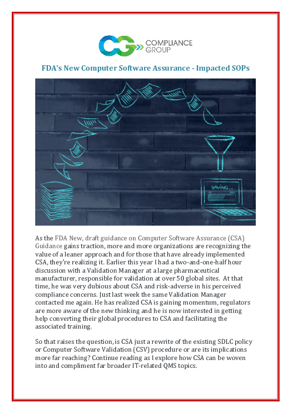 (PDF) FDA's New Computer Software Assurance -Impacted SOPs