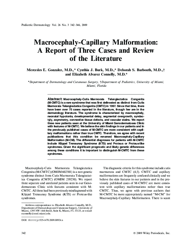 (PDF) Macrocephaly-Capillary Malformation: A Report of Three Cases and ...