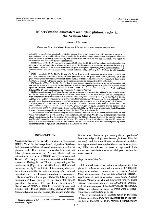 (PDF) Mineralization associated with felsic plutonic rocks in the ...