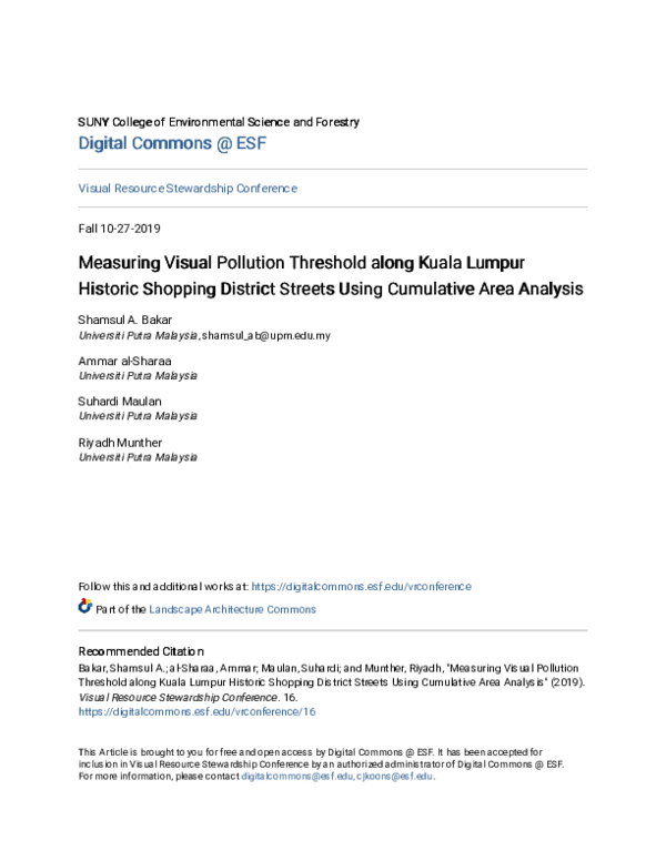 (PDF) MEASURING VISUAL POLLUTION THRESHOLD ALONG KUALA LUMPUR HISTORIC SHOPPING DISTRICT STREETS ...
