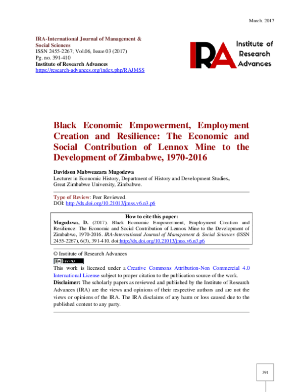 (PDF) Black Economic Empowerment, Employment Creation and Resilience ...