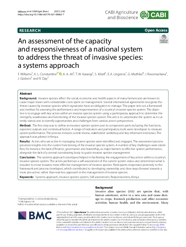 (PDF) An assessment of the capacity and responsiveness of a national ...