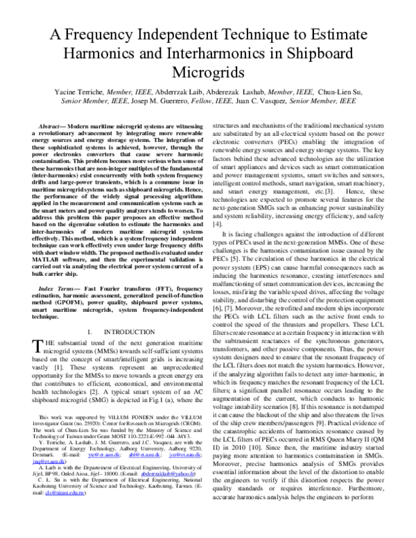 (PDF) A Frequency Independent Technique to Estimate Harmonics and Interharmonics in Shipboard ...