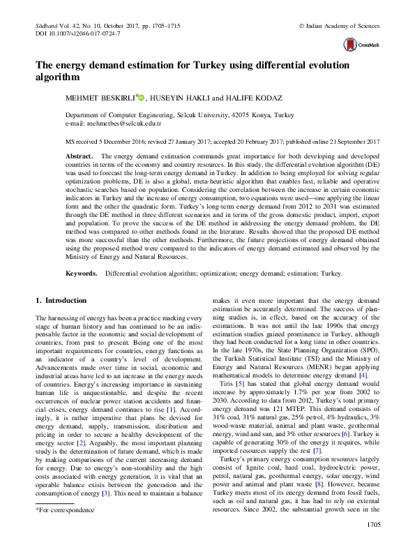 (PDF) The energy demand estimation for Turkey using differential ...