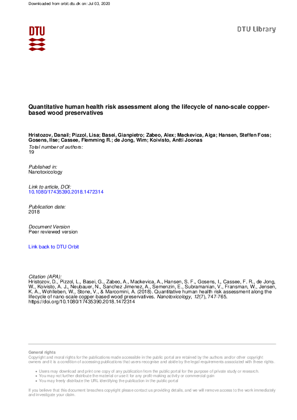 (PDF) Quantitative human health risk assessment along the lifecycle of ...