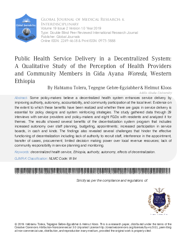 (PDF) Public Health Service Delivery in a Decentralized System: A ...