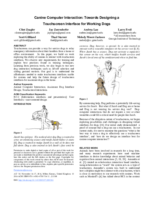 (PDF) Canine computer interaction