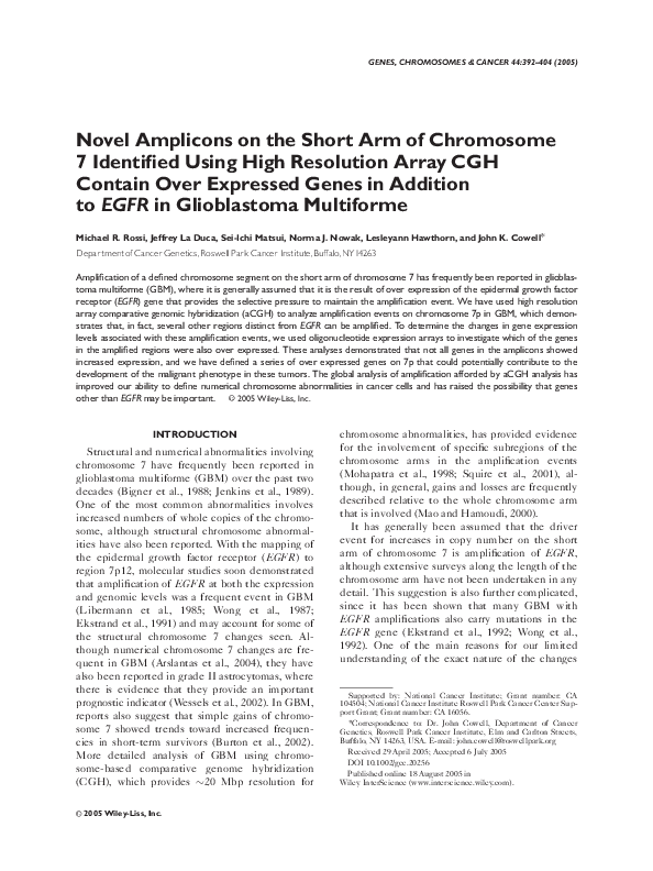 (PDF) Novel amplicons on the short arm of chromosome 7 identified using high resolution array ...