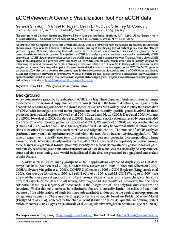 (PDF) aCGHViewer: a generic visualization tool for aCGH data