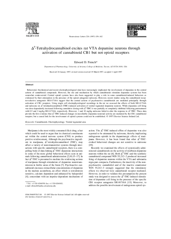(PDF) Δ9-Tetrahydrocannabinol excites rat VTA dopamine neurons through ...