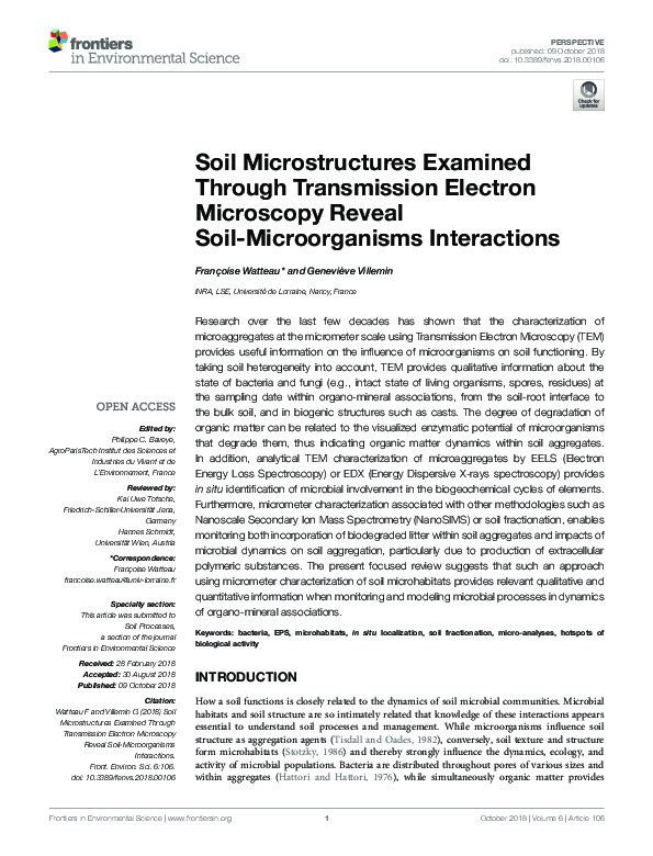 (PDF) Soil Microstructures Examined Through Transmission Electron Microscopy Reveal Soil ...