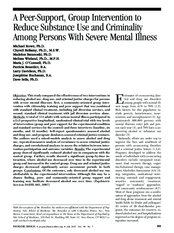 (PDF) A peer-support, group intervention to reduce substance use and ...