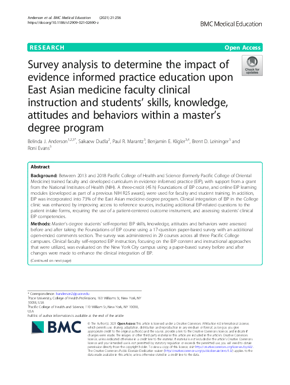 (PDF) Survey analysis to determine the impact of evidence informed ...