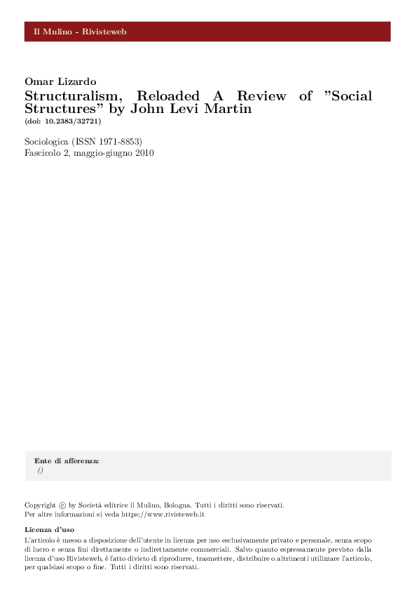 (PDF) Structuralism, Reloaded A Review of "Social Structures" by John ...
