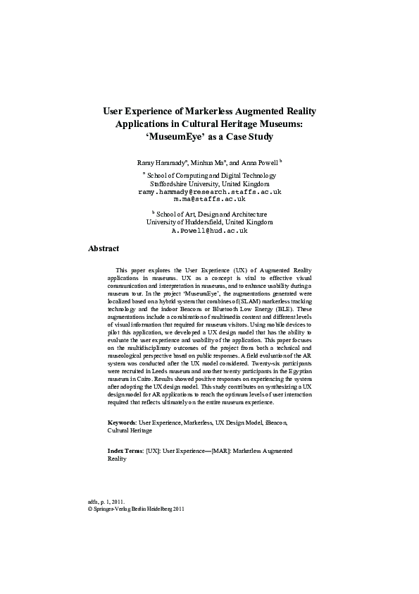 (PDF) User Experience of Markerless Augmented Reality Applications in ...