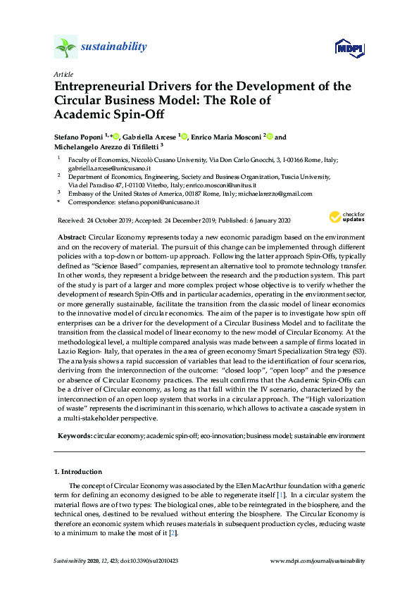 (PDF) Entrepreneurial Drivers for the Development of the Circular Business Model: The Role of ...
