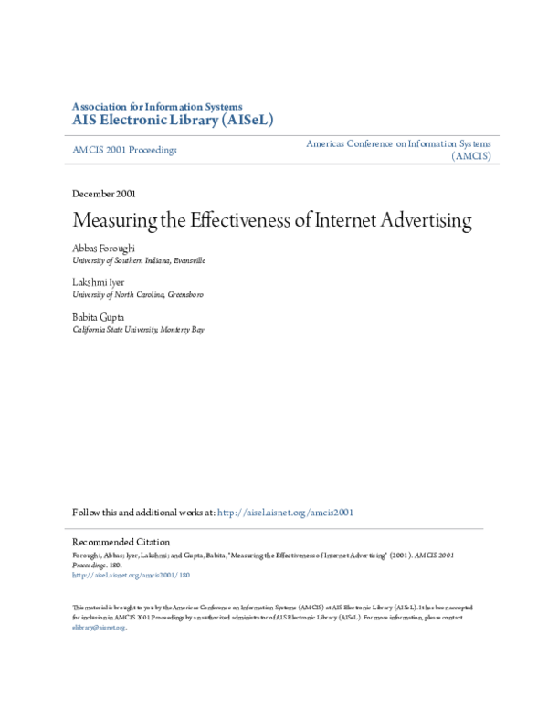 (PDF) Measuring the Effectiveness of Internet Advertising