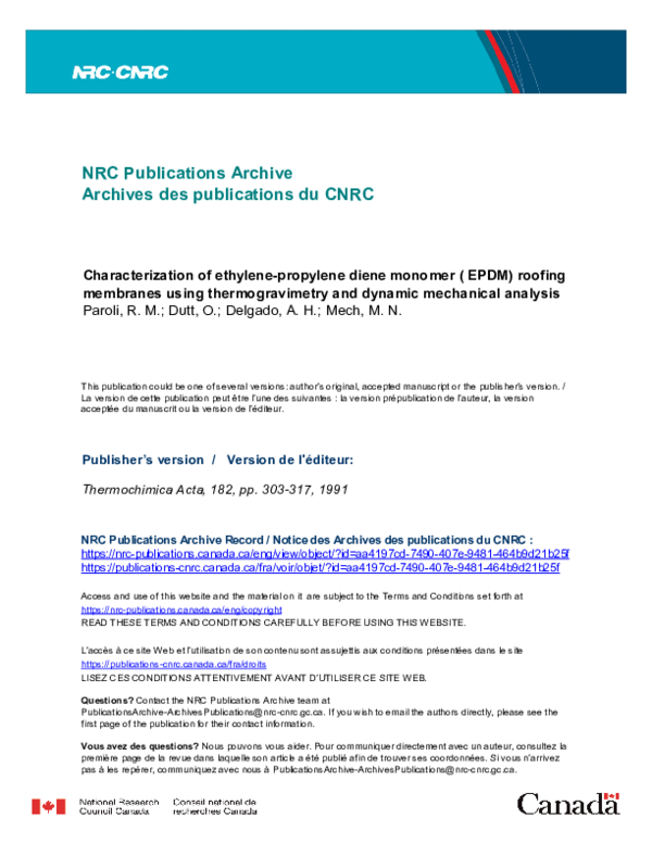 (PDF) Characterization of ethylene-propylene-diene monomer (EPDM ...