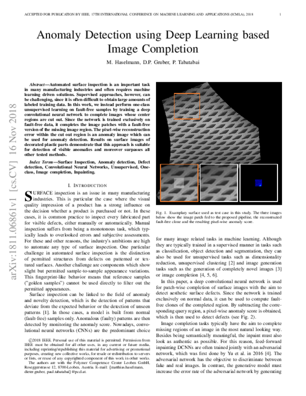 (PDF) Anomaly Detection Using Deep Learning Based Image Completion
