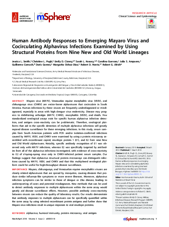 (PDF) Human Antibody Responses to Emerging Mayaro Virus and ...